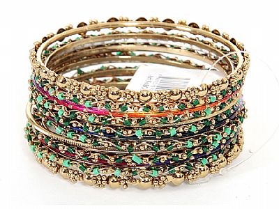 Set of 13 Multi Colored Bangle Bracelets POB-1893